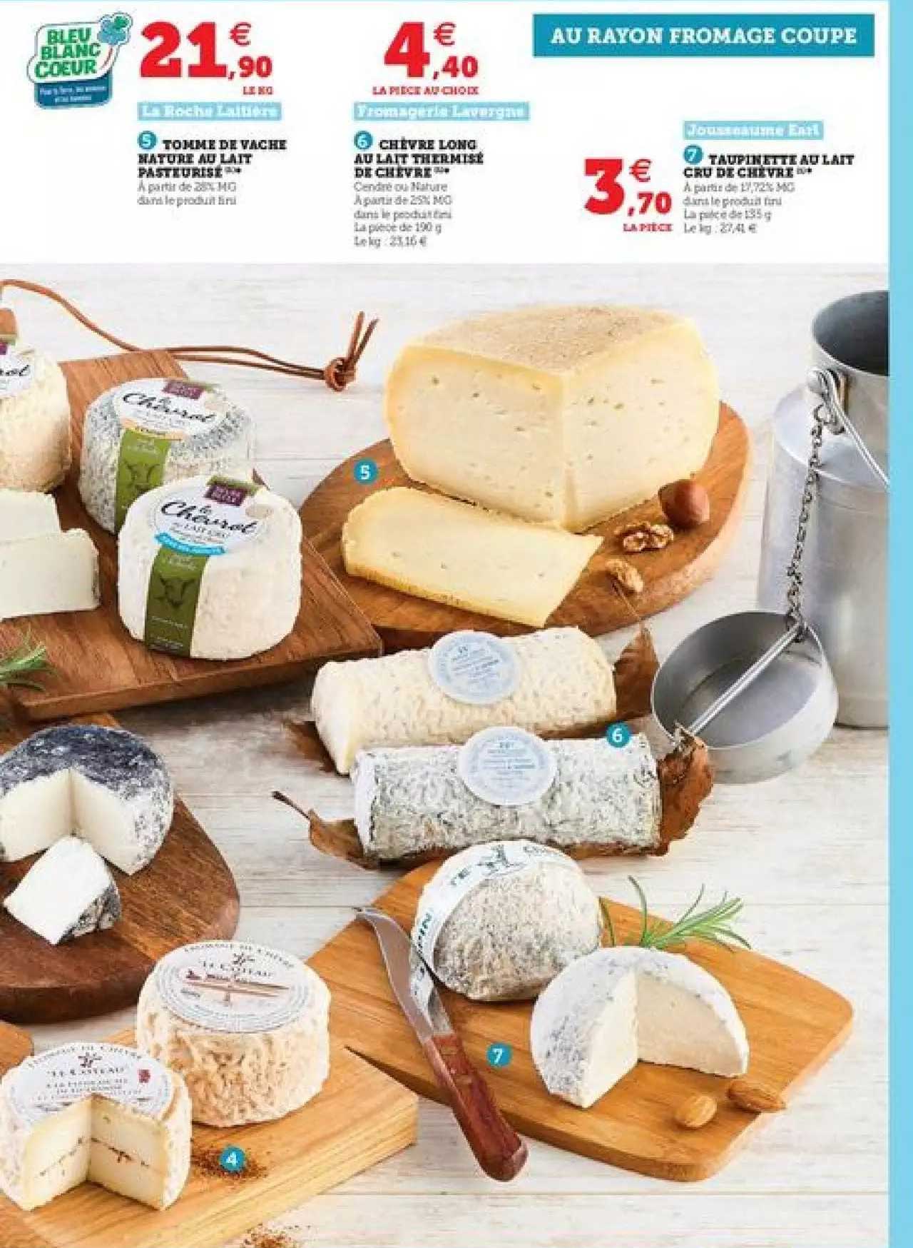 Promo Tomme De Vache Nature Au Lait Pasteurisé Chèvre Long Au Lait ...