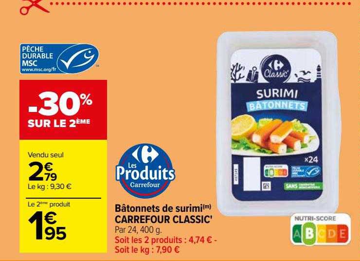 Promo Bâtonnets De Surimi Carrefour Classic' chez Carrefour - iCatalogue.fr