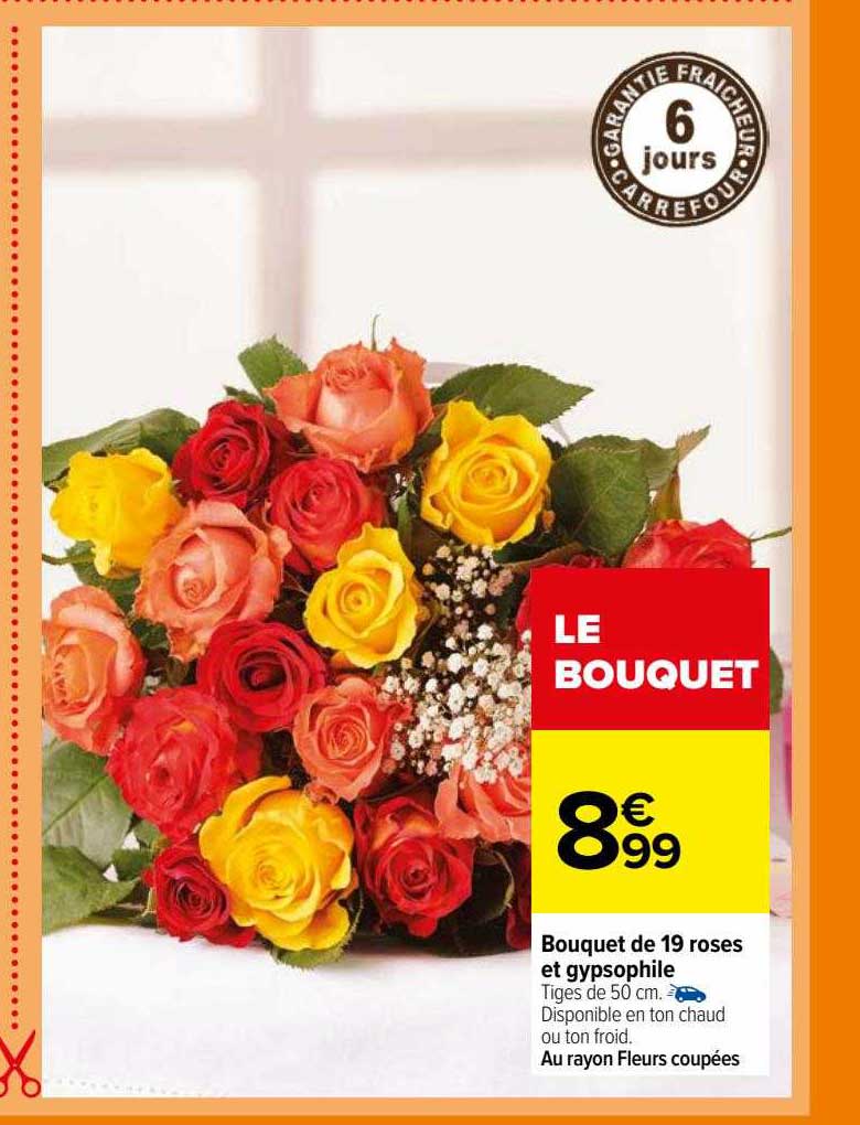 Promo Bouquet De 19 Roses Et Gypsophile chez Carrefour - iCatalogue.fr
