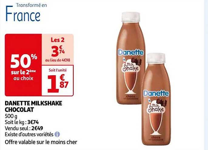 Promo Danette Milkshake Chocolat chez Auchan - iCatalogue.fr