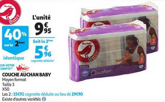 Promo Couche Auchan Baby chez Auchan - iCatalogue.fr