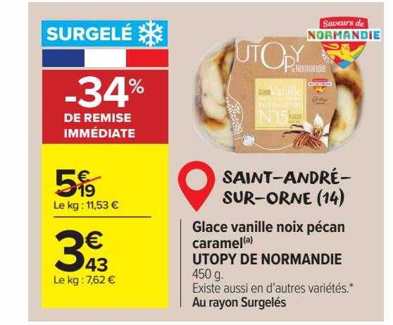 Promo Glace Vanille Noix Pécan Caramel Utopy De Normandie chez ...
