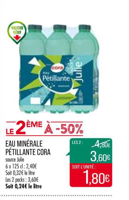 Offre Eau Minérale Pétillante Cora Le 2e à -50% chez Match