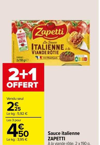 Promo Sauce Italienne Zapetti chez Carrefour Market - iCatalogue.fr