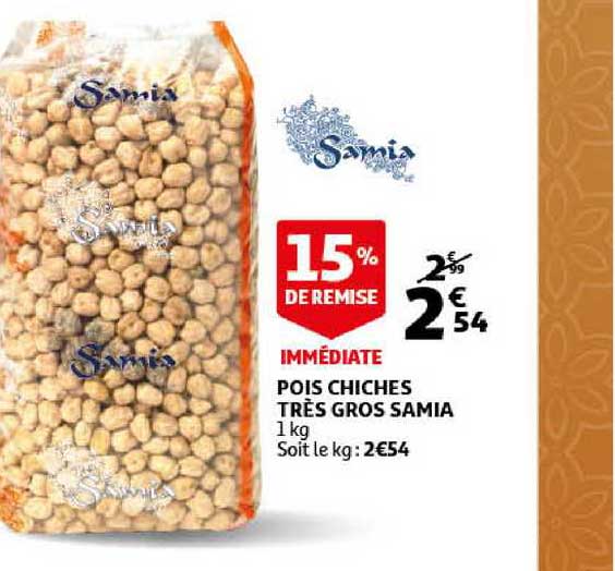 Promo Pois Chiches Très Gros Samia 15% Remise Immédiate chez Auchan ...