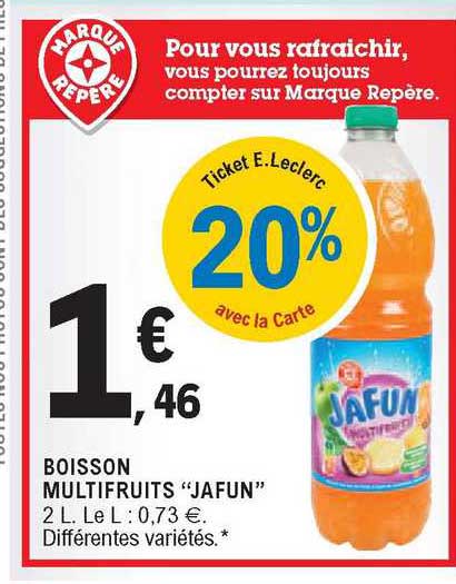 Promo Boisson Multifruits "jafun" chez E.Leclerc - iCatalogue.fr