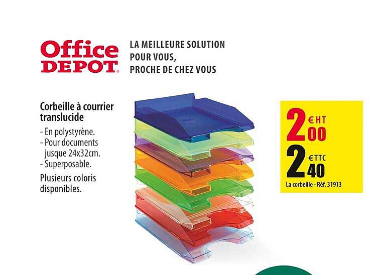 Promo Corbeille à Courrier Translucide Office Dépot chez Office Depot ...