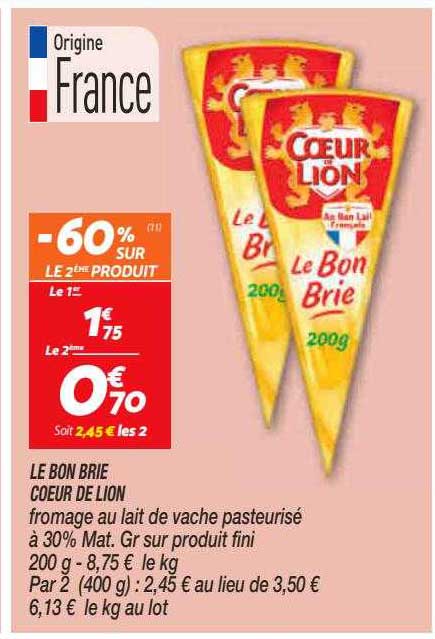 Promo Le Bon Brie Coeur De Lion chez Netto - iCatalogue.fr