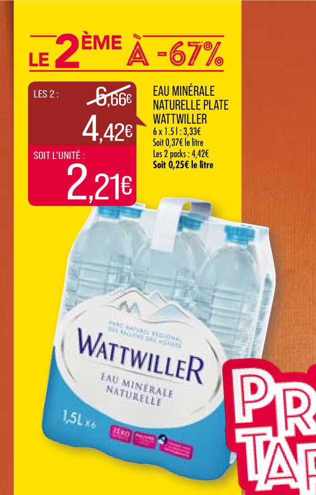 Promo Eau Minérale Naturelle Plate Wattwiller Le 2ème à -67% chez Match ...