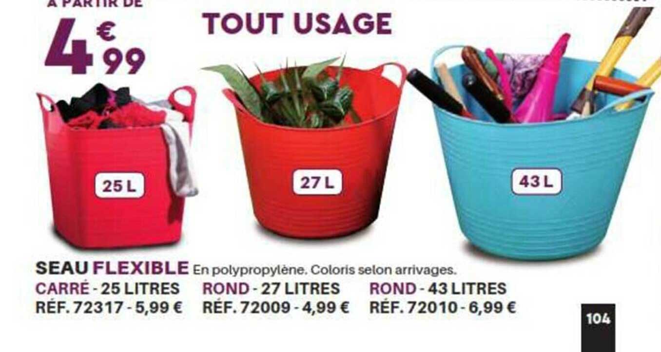 Promo Seau Flexible Carré 25 Litres Rond 27 Litres Rond 43 Litres chez ...