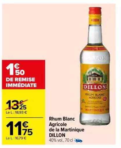 Promo Rhum Blanc Agricole De La Martinique Dillon chez Carrefour ...