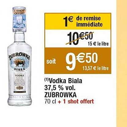 Promo Vodka Biala 37,5% Vol. Zubrowka chez Cora - iCatalogue.fr