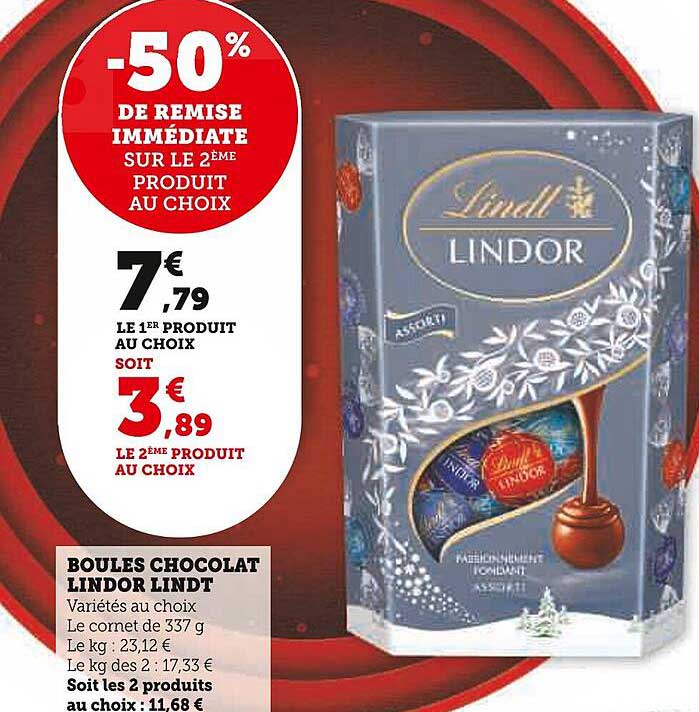 Promo Boules Chocolat Lindor Lindt chez U Express - iCatalogue.fr