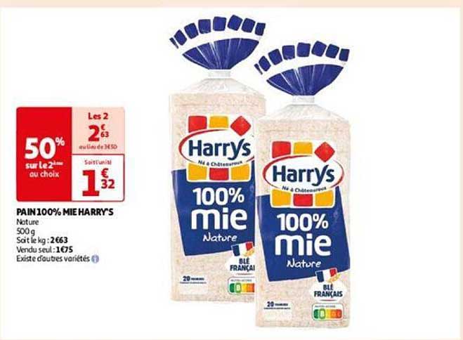 Promo Pain 100% Mie Harry's chez Auchan - iCatalogue.fr