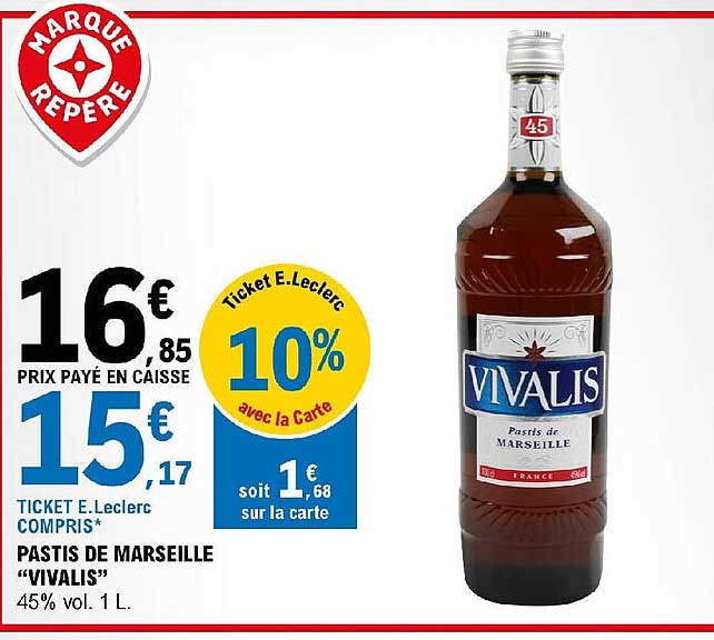 Promo Pastis De Marseille "vivalis" chez E.Leclerc Express - iCatalogue.fr