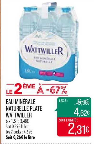 Offre Eau Minérale Naturelle Plate Wattwiller chez Match