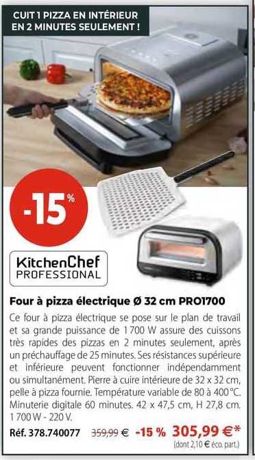 Promo Four à Pizza électrique ø 32 Cm Kitchen Chef Professional chez ...
