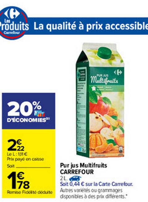 Promo Pur Jus Multifruits Carrefour chez Carrefour - iCatalogue.fr