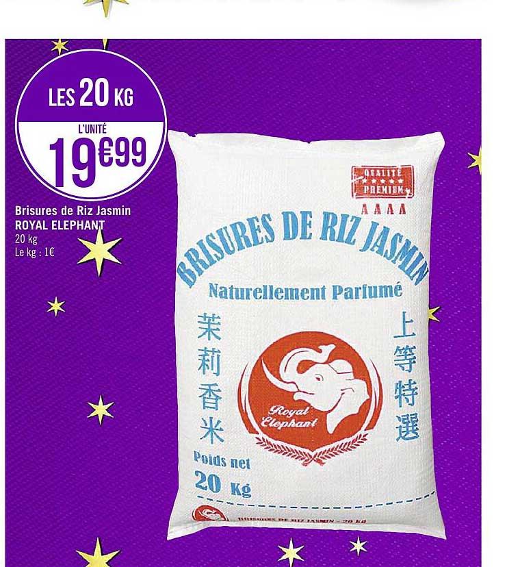 Offre Riz Naturellement Parfumé Jasmin Long Grain Royal éléphant chez ...