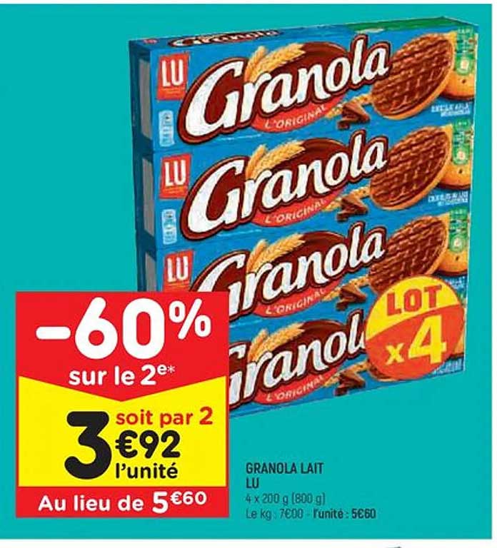 Promo Granola Lait Lu chez Leader Price - iCatalogue.fr