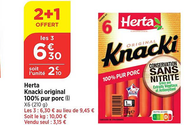 Promo Herta Knacki Original 100% Pur Porc chez Bi1 - iCatalogue.fr