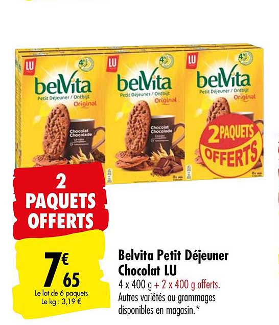 Offre Belvita Petit Déjeuner Chocolat Lu chez Carrefour
