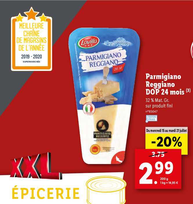Promo Parmigiano Reggiano Dop 24 Mois Lovilio chez Lidl - iCatalogue.fr