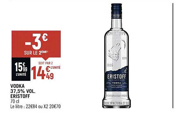 Promo Vodka 37.5% Vol. Eristoff chez Spar - iCatalogue.fr