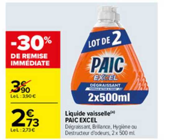 Promo Liquide Vaisselle Paic Excel chez Carrefour - iCatalogue.fr