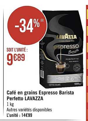 Promo Café En Grains Espresso Barista Perfetto Lavazza chez Casino ...