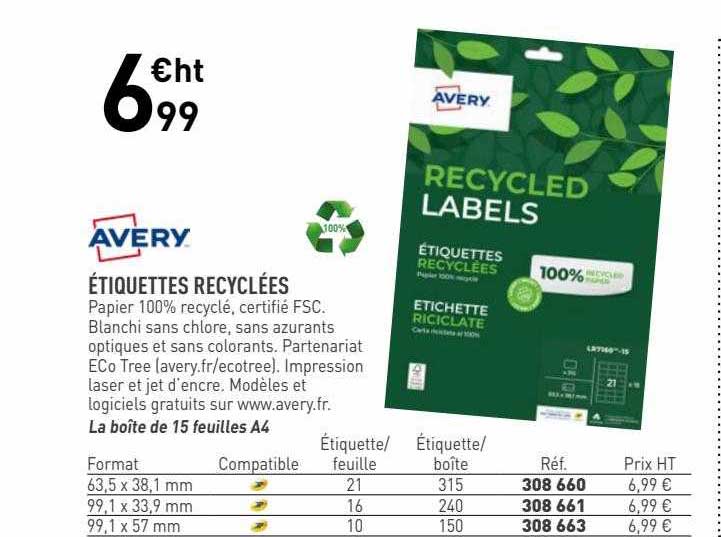 Promo étiquettes Recyclées Avery chez Hyperburo - iCatalogue.fr