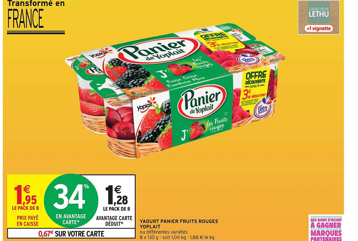 Promo Yaourt Panier Fruits Rouges Yoplait chez Intermarché Hyper ...