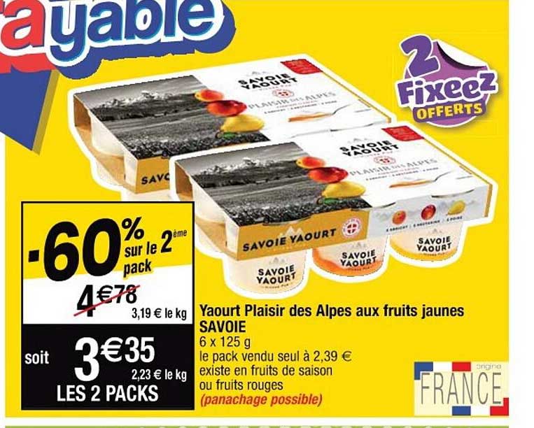 Promo Yaourt Plaisir Des Alpes Aux Fruits Jaunes Savoie chez Cora ...