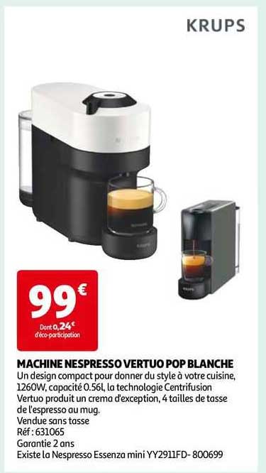 Promo Machine Nespresso Vertuo Pop Blanche Krups chez Auchan ...