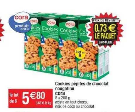 Promo Cookies Pépites De Chocolat Nougatine Cora chez Cora - iCatalogue.fr