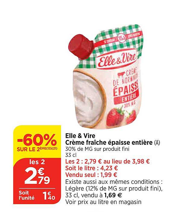 Promo Elle & Vire Crème Fraîche épaisse Entière chez Maximarché ...