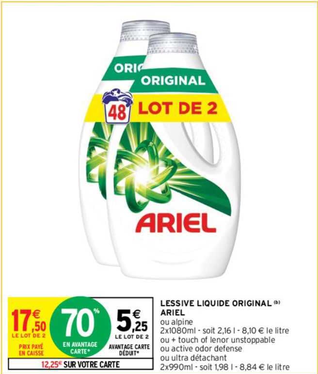 Promo Lessive Liquide Original Ariel chez Intermarché Contact ...