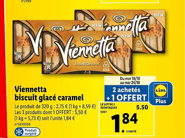 Promo Viennetta Biscuit Glacé Caramel chez Lidl - iCatalogue.fr