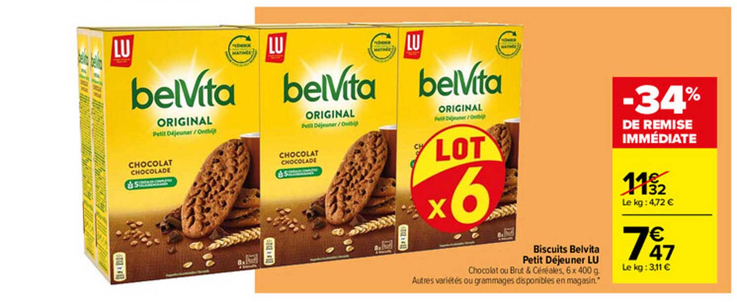 Promo Biscuits Belvita Petit Déjeuner Lu chez Carrefour - iCatalogue.fr
