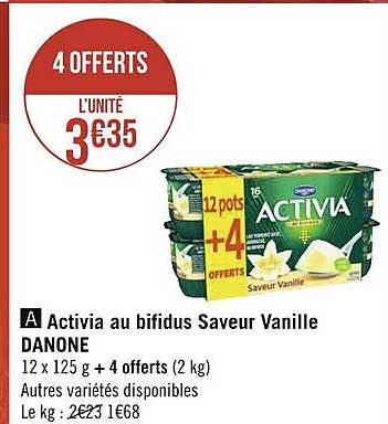 Promo Activia Au Bifidus Saveur Vanille Danone chez Géant Casino ...