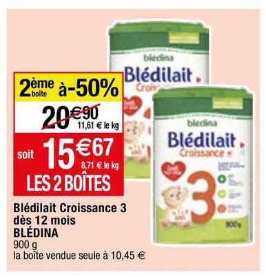 Promo Blédilait Croissance 3 Dès 12 Mois Blédina chez Migros France ...