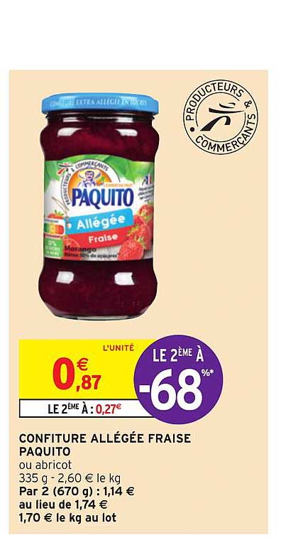 Promo Confiture Allégée Fraise Paquito chez Intermarché - iCatalogue.fr
