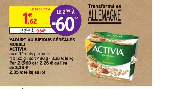 Promo Yaourt Au Bifidus Céréales Muesli Activia chez Intermarché ...