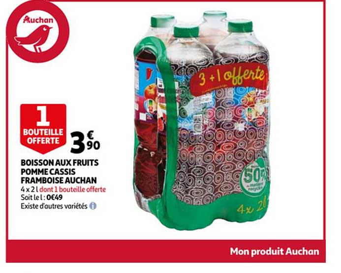 Promo Boisson Aux Fruits Pomme Cassis Framboise Auchan chez Auchan ...