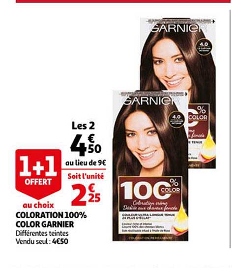 Promo Coloration 100% Color Garnier chez Auchan - iCatalogue.fr