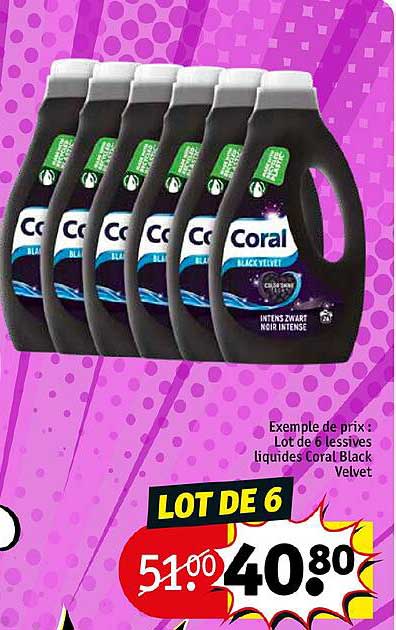 Promo Lot De 6 Lessives Liquides Coral Black Velvet chez Kruidvat ...