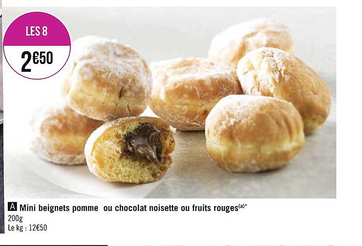 Promo Mini Beignets Pomme Ou Chocolat Noisette Ou Fruits Rouges chez ...
