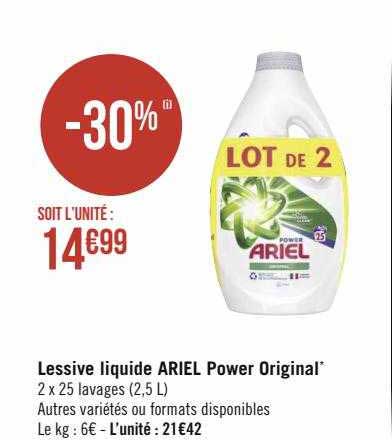 Promo Lessive Liquide Ariel Power Original chez Géant Casino ...