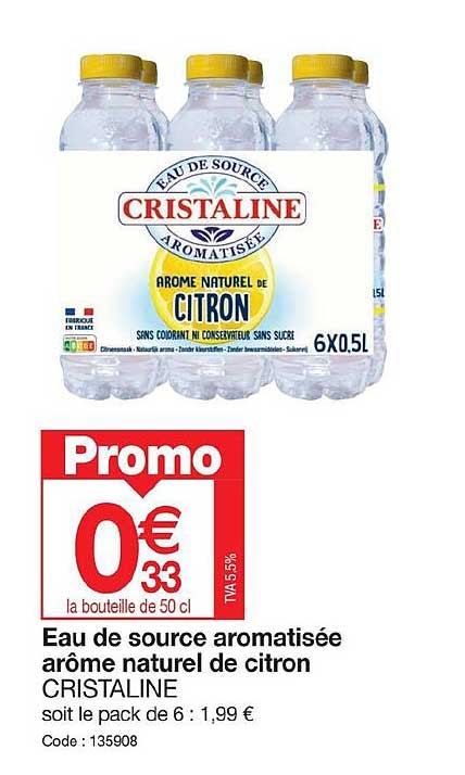 Promo Eau De Source Aromatisée Arôme Naturel De Citron Cristaline chez ...