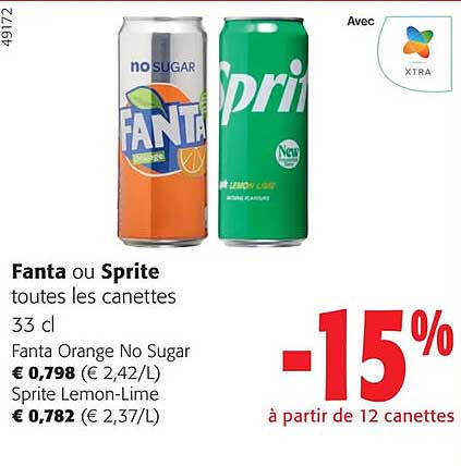 Promo Fanta Ou Sprite Les Canettes chez Colruyt - iCatalogue.fr